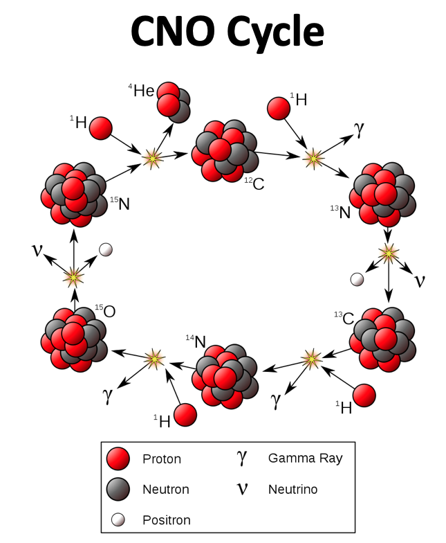 Solved The CNO cycle is comprised of 6 nuclear reactions. | Chegg.com