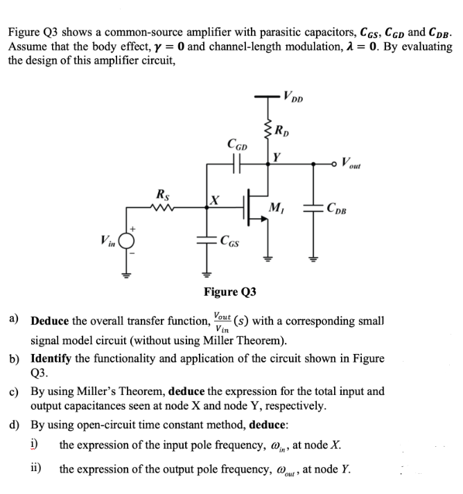Figure Q3 shows a common-source amplifier with | Chegg.com