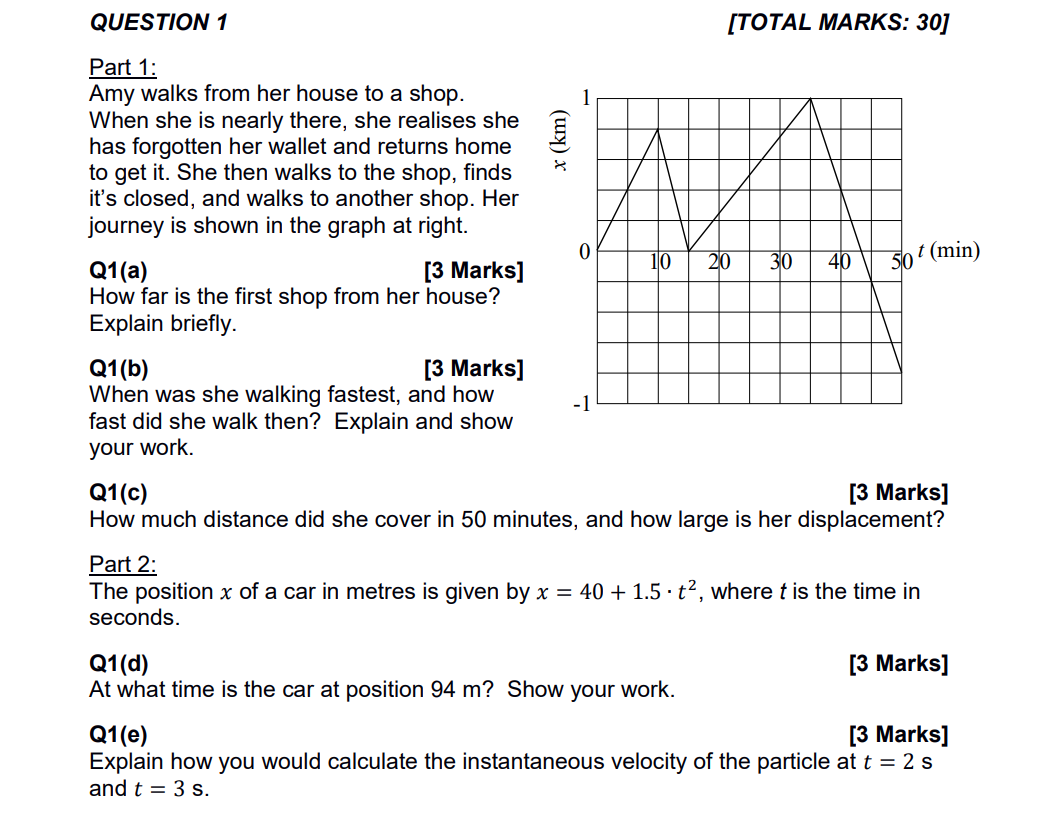 Solved QUESTION 1 [TOTAL MARKS: 30] Part 1: Amy walks from | Chegg.com