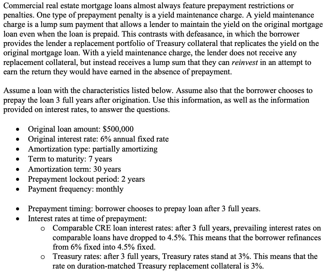 Solved a. Compute the lump sum yield maintenance charge that | Chegg.com