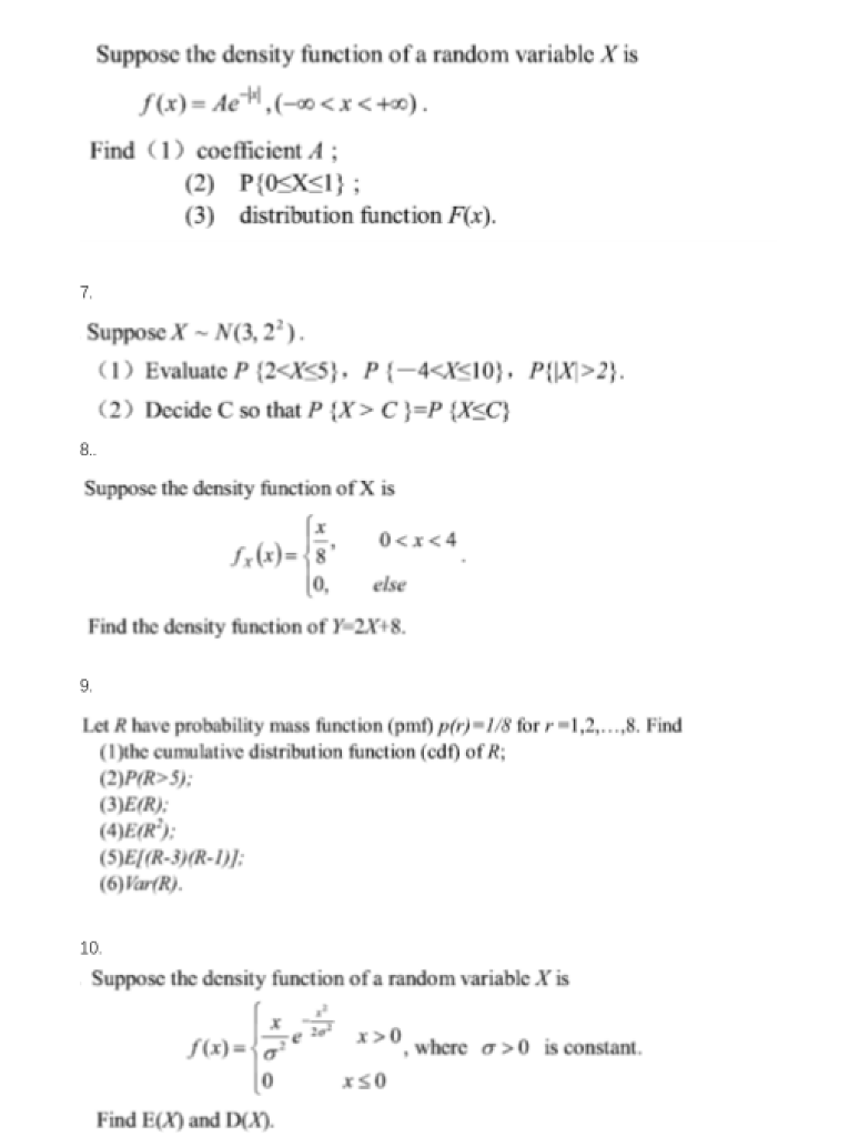 Solved Suppose the density function of a random variable Xis | Chegg.com