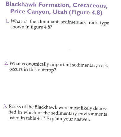 Solved Blackhawk Formation, Cretaceous, Price Canyon, Utah | Chegg.com