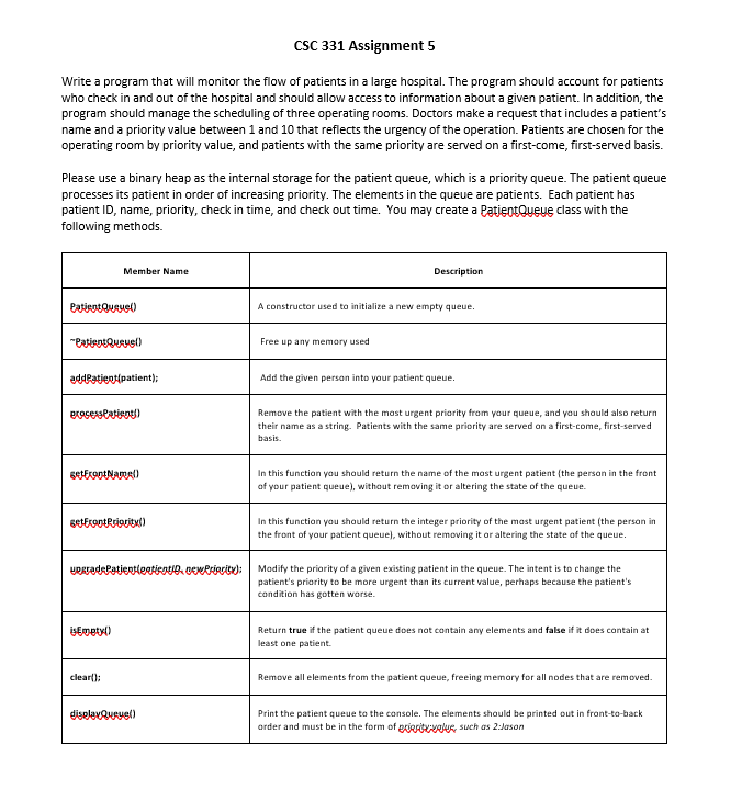 CSC 331 Assignment 5 Write a program that will | Chegg.com
