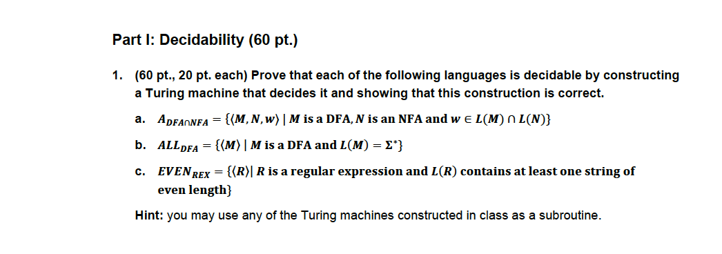 Solved 1. (60 pt., 20 pt. each) Prove that each of the | Chegg.com
