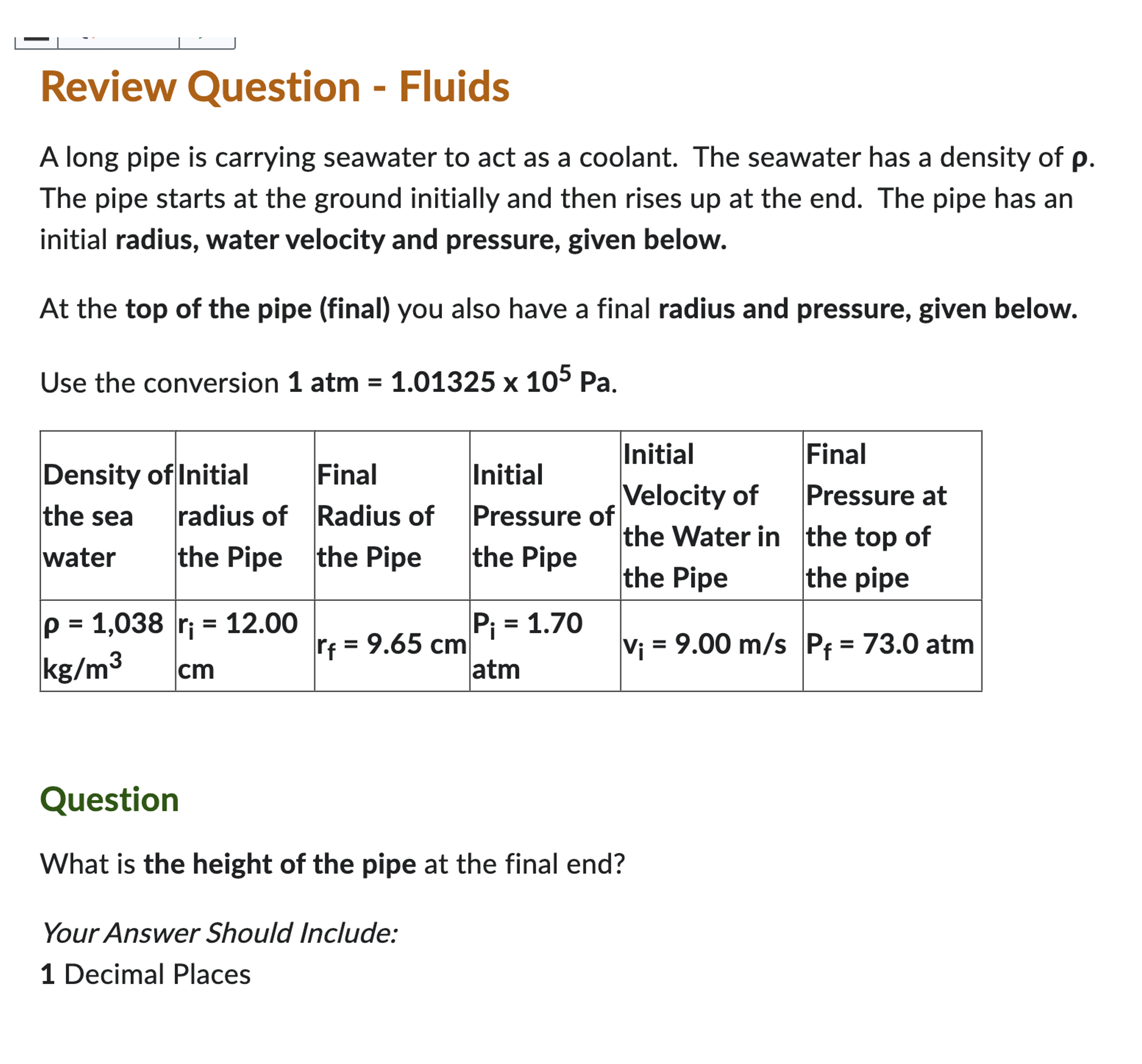 Solved Review Question - ﻿Fluids Extension:Additional | Chegg.com