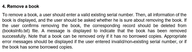 Solved 4. Remove a book To remove a book, a user should | Chegg.com