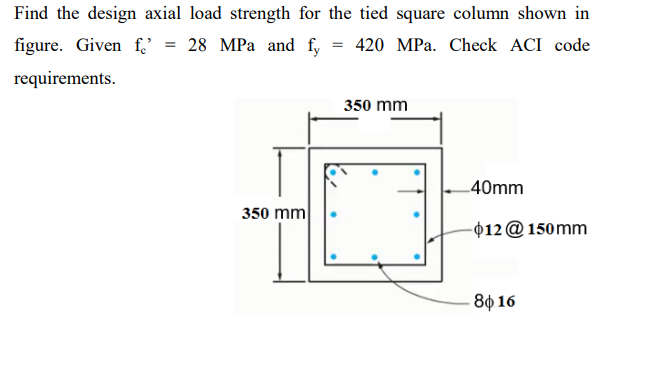 Solved Find the design axial load strength for the tied | Chegg.com