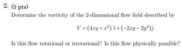 Solved (5 pts) Determine the vorticity of the 2-dimensional | Chegg.com