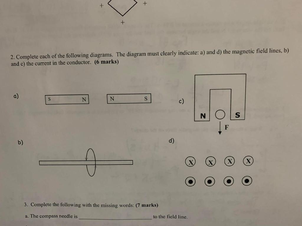 Solved + 2. Complete each of the following diagrams. The | Chegg.com