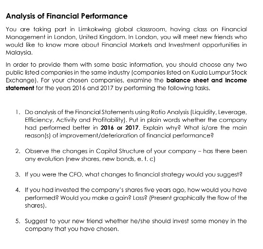 Analysis of Financial Performance You are taking par | Chegg.com