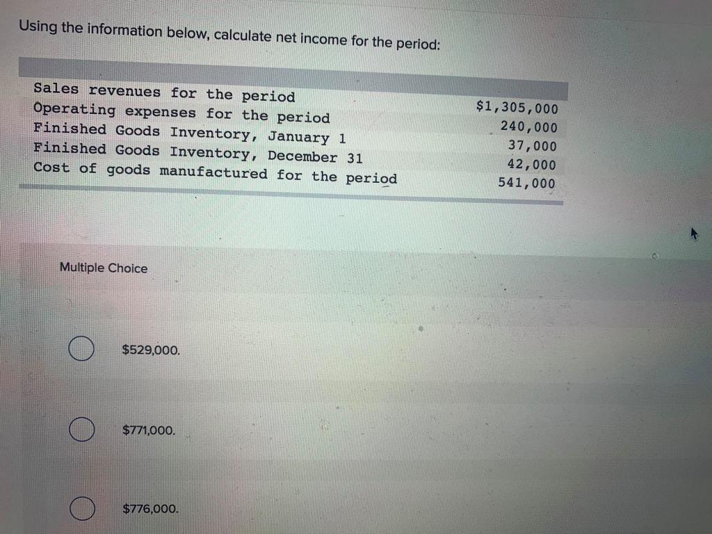 Solved Using the information below, calculate net income for | Chegg.com