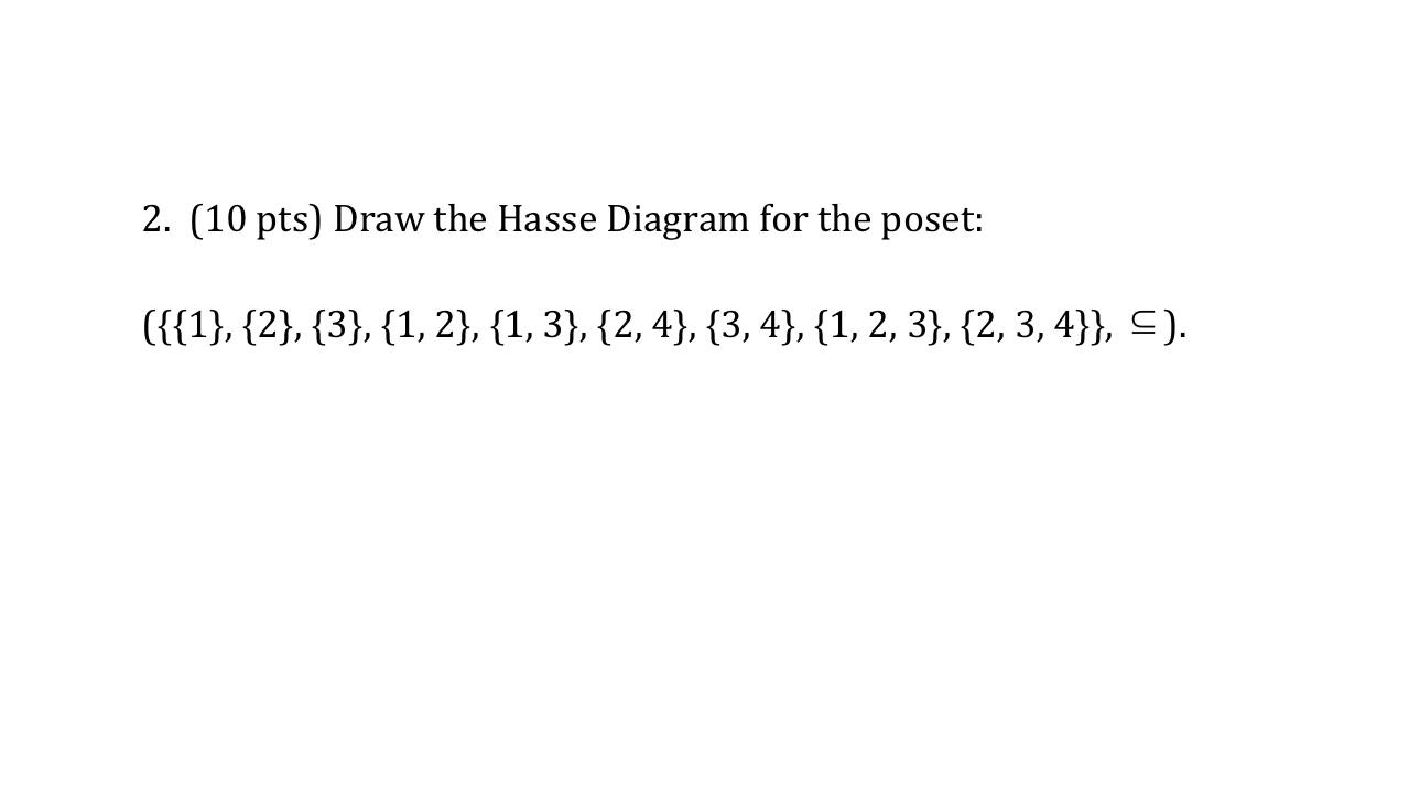 Solved 2. (10 pts) Draw the Hasse Diagram for the poset: | Chegg.com