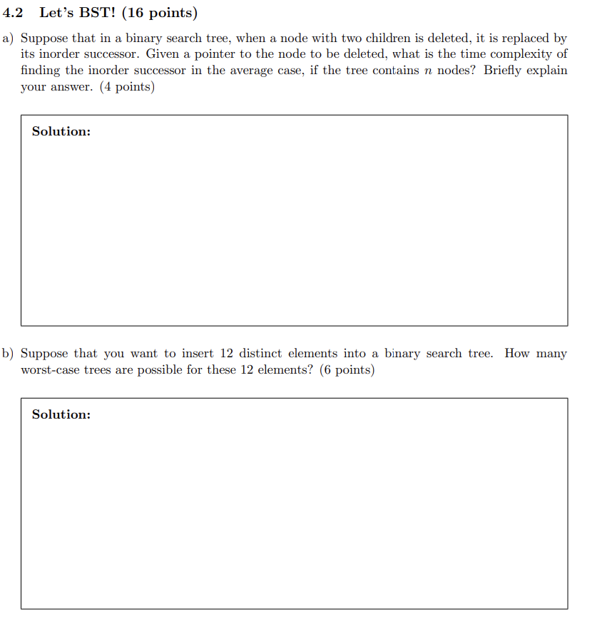 Solved .2 Let's BST! (16 points) Suppose that in a binary | Chegg.com