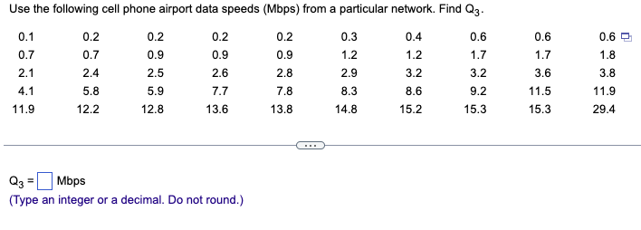Solved Q3=Mbps (Type an integer or a decimal. Do not round.) | Chegg.com