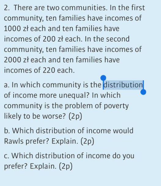 Solved 2. There are two communities. In the first community, | Chegg.com