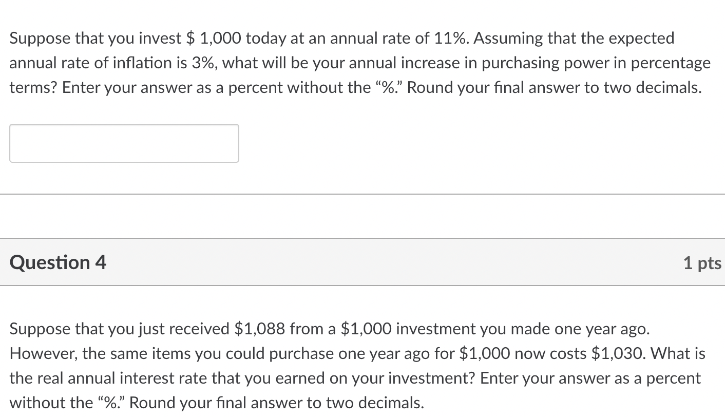Solved Suppose that you invest \\( \\$ 1,000 \\) today at an | Chegg.com