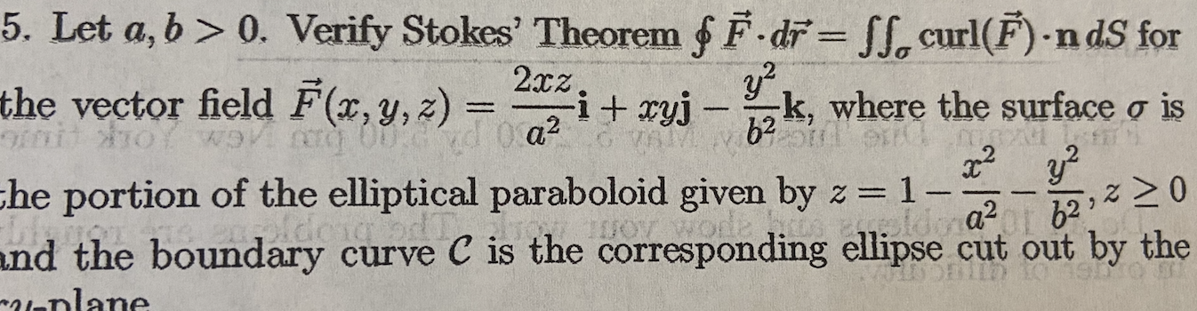 Solved core 5. Let a, b > 0. Verify Stokes' Theorem $ F dř= | Chegg.com