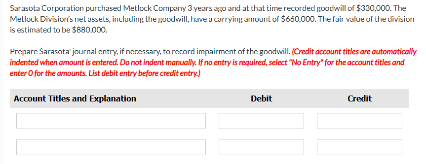 Solved Sarasota Corporation purchased Metlock Company 3 | Chegg.com Solved Sarasota Corporation purchased Metlock Company 3 | Chegg.com