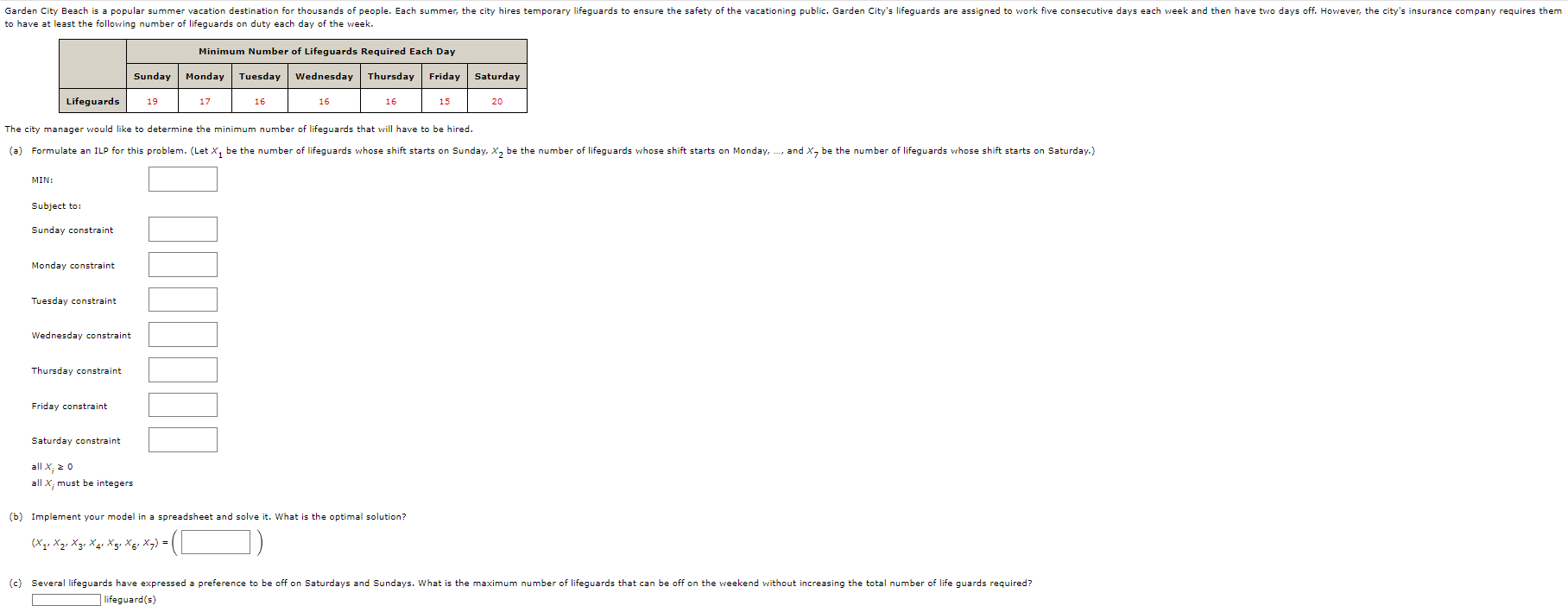 Solved (b) Implement your model in a spreadsheet and solve | Chegg.com