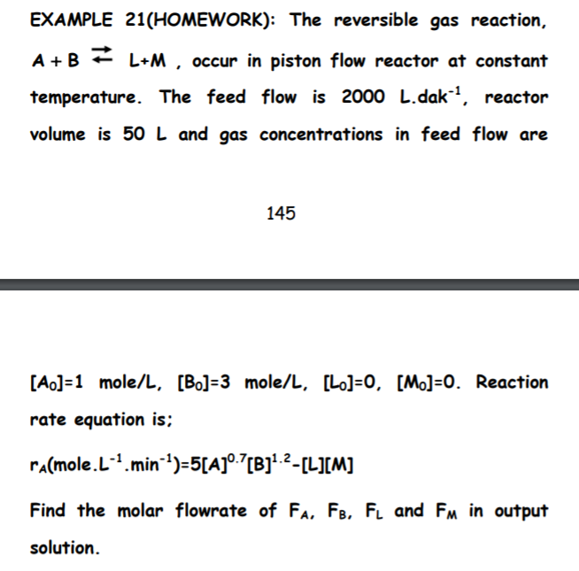 Solved EXAMPLE 21(HOMEWORK): The reversible gas reaction, | Chegg.com