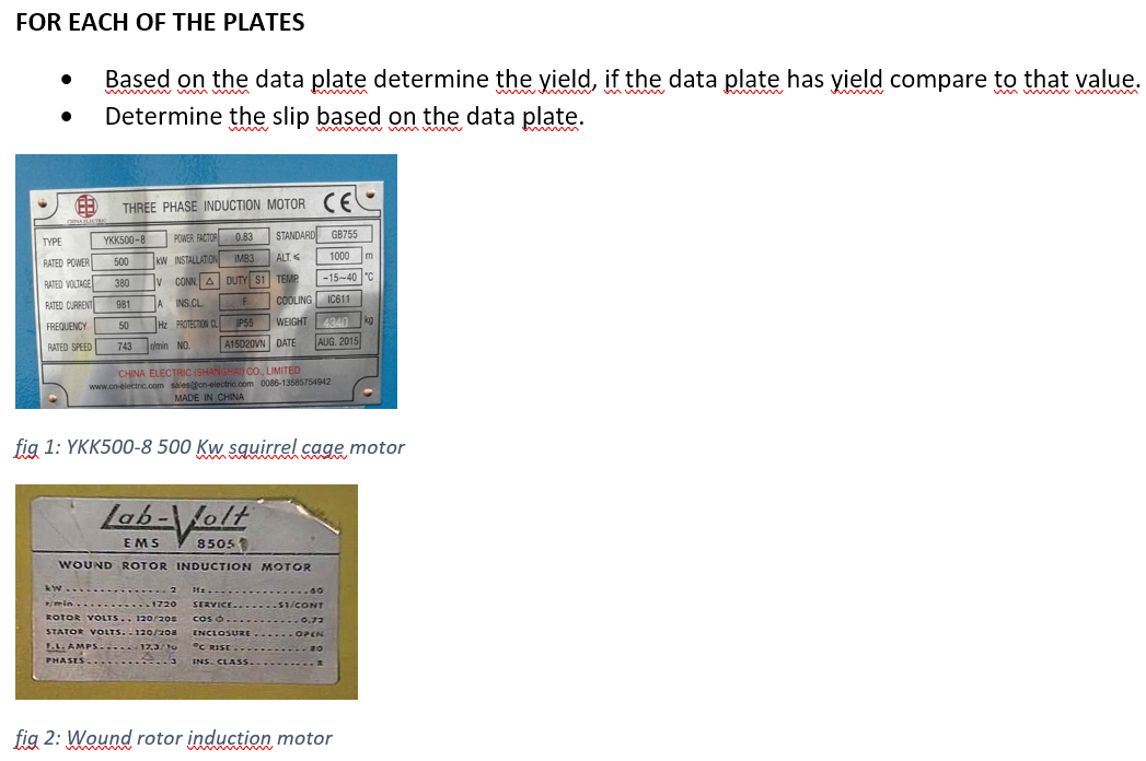 Solved FOR EACH OF THE PLATES Based on the data plate | Chegg.com