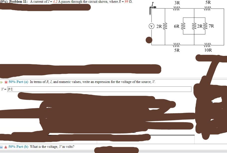 Solved I=4.2 A passes through the circuit shown, where | Chegg.com