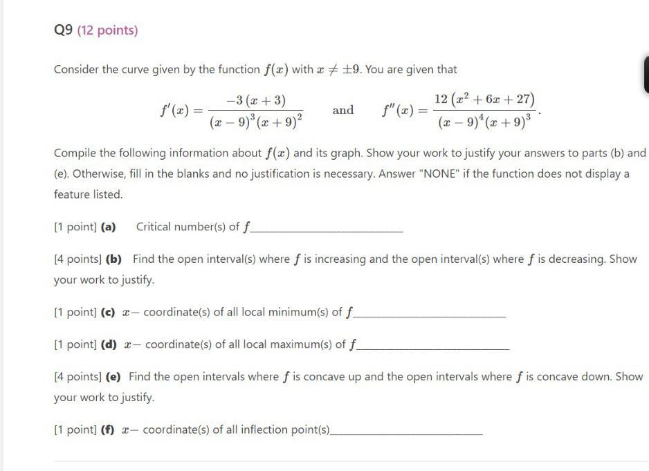 Solved Q9 (12 points) Consider the curve given by the | Chegg.com