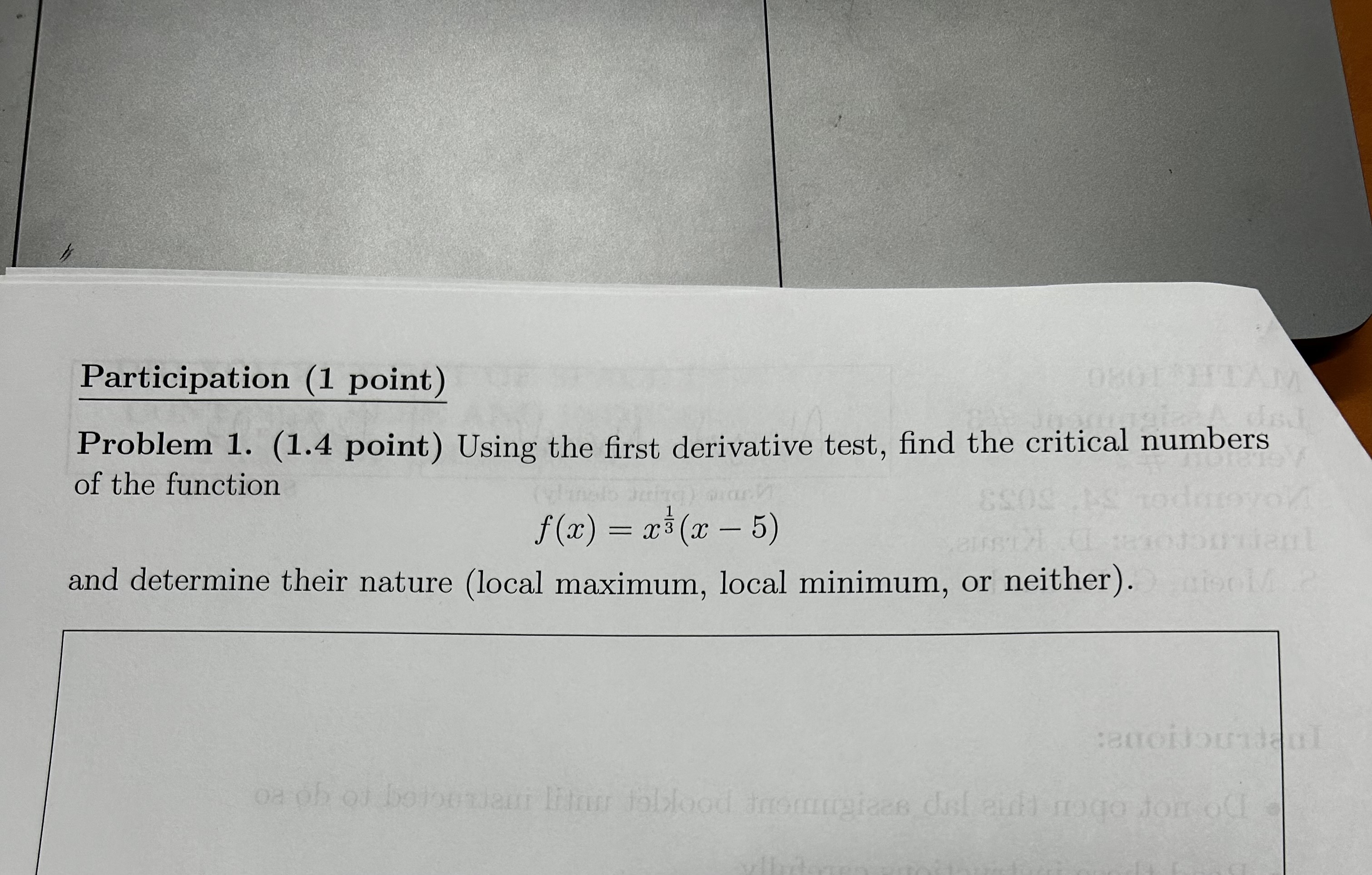 Solved Participation ( 1 ﻿point)Problem 1. (1.4 ﻿point) | Chegg.com