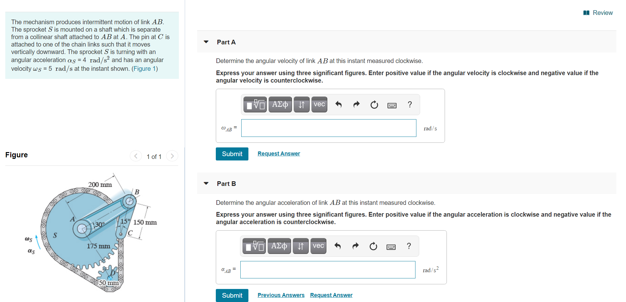 Solved Review Part A The mechanism produces intermittent | Chegg.com