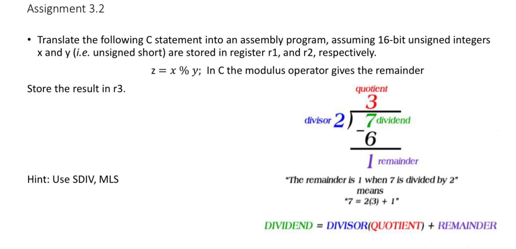 Solved - Translate the following C statement into an | Chegg.com