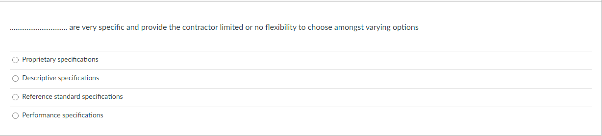 Solved Proprietary specifications Descriptive specifications | Chegg.com