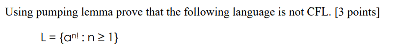 Solved Using pumping lemma prove that the following language | Chegg.com