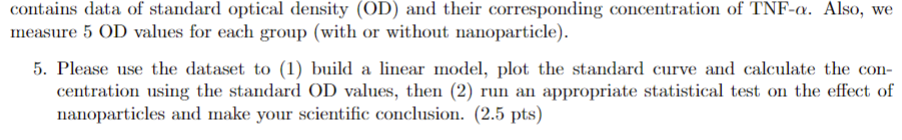 Solved contains data of standard optical density (OD) and | Chegg.com