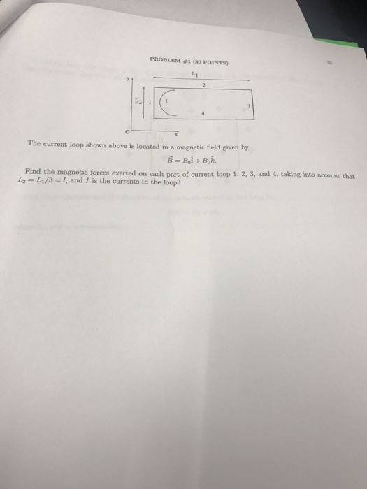 Solved The current loop shown above is located in a | Chegg.com