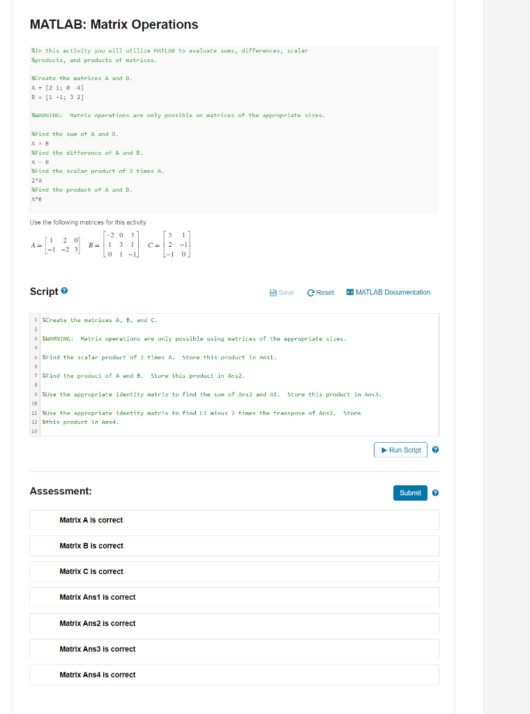 Solved \% In this activity you will utilize matLaB to | Chegg.com