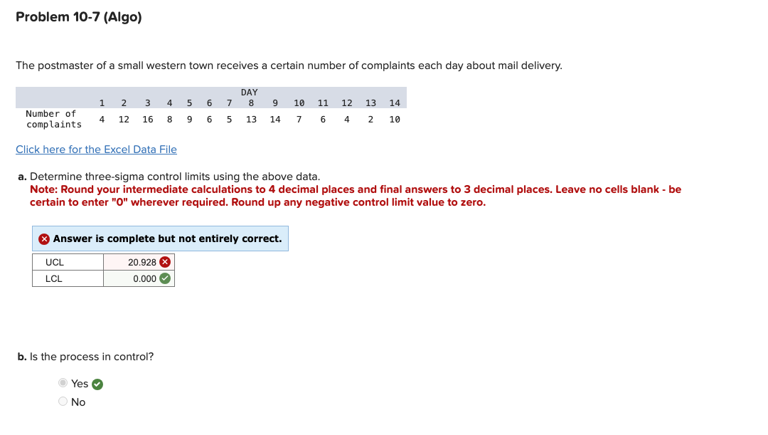 Solved by an EXPERT Problem 10-7 (Algo)The postmaster of a small western | Chegg.com