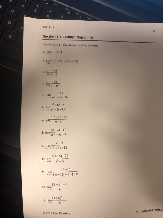 Solved 5 6 Calculus 15 Section 2-5: Computing Limits For | Chegg.com