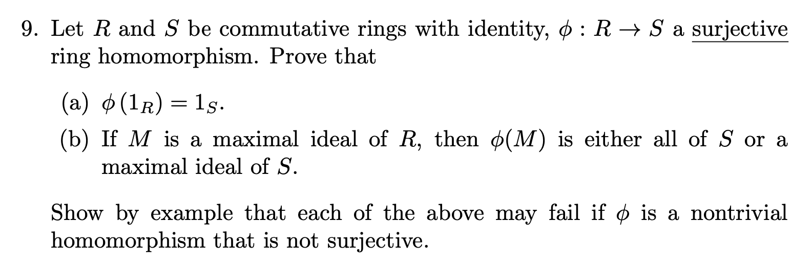 Solved 9. Let R and S be commutative rings with identity, | Chegg.com