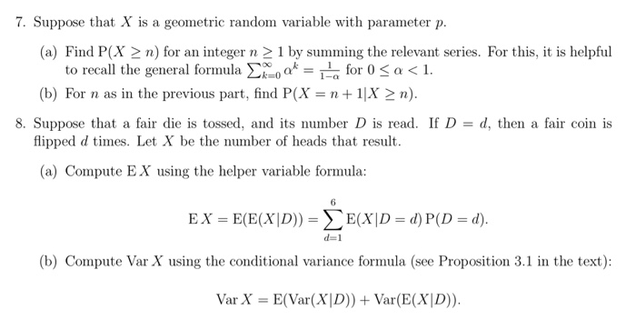 Solved 7. Suppose that X is a geometric random variable with | Chegg.com
