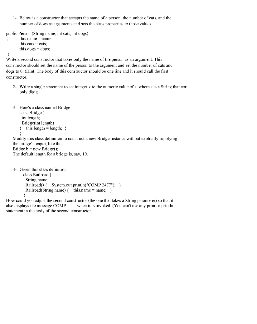 Solved 1- Below is a constructor that accepts the name of a | Chegg.com