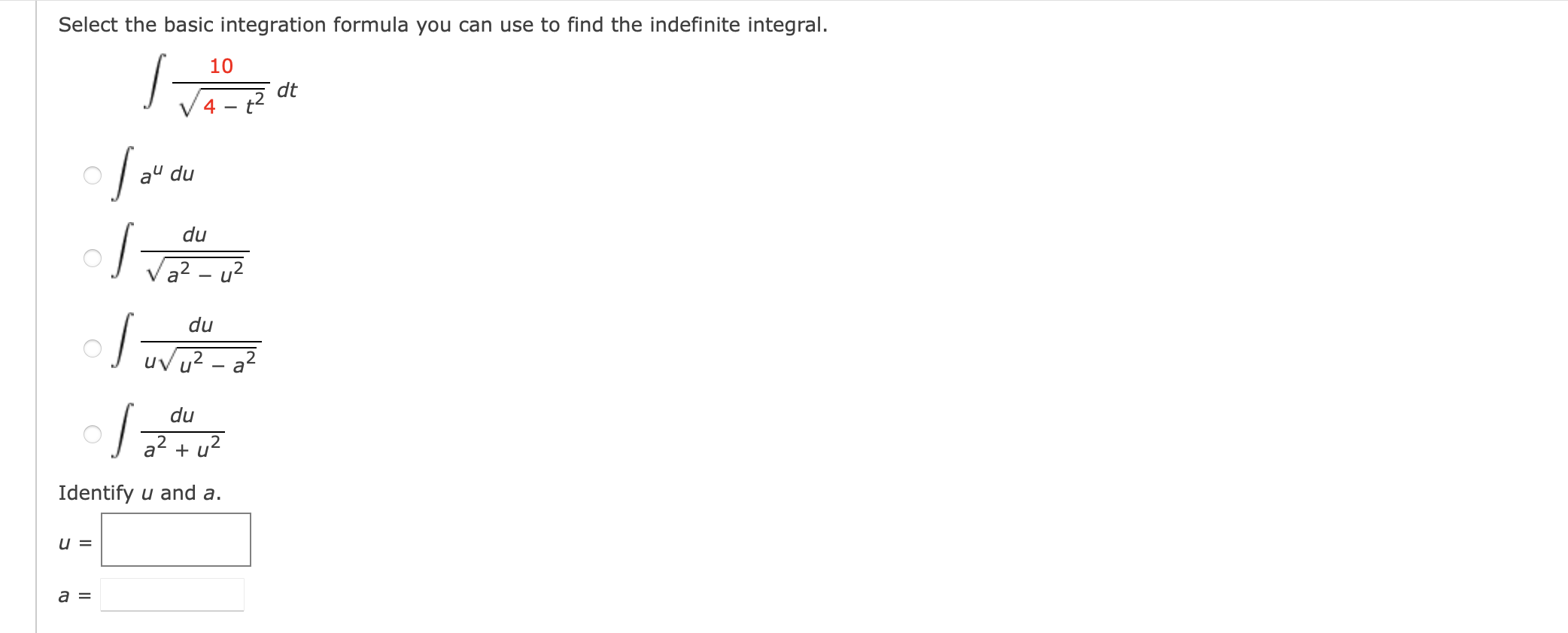 Solved Select the basic integration formula you can use to | Chegg.com
