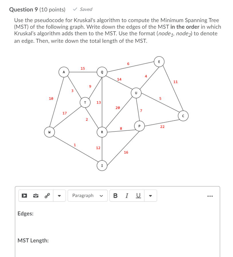 Solved Question 9 10 Points Saved Use The Pseudocode For 7350