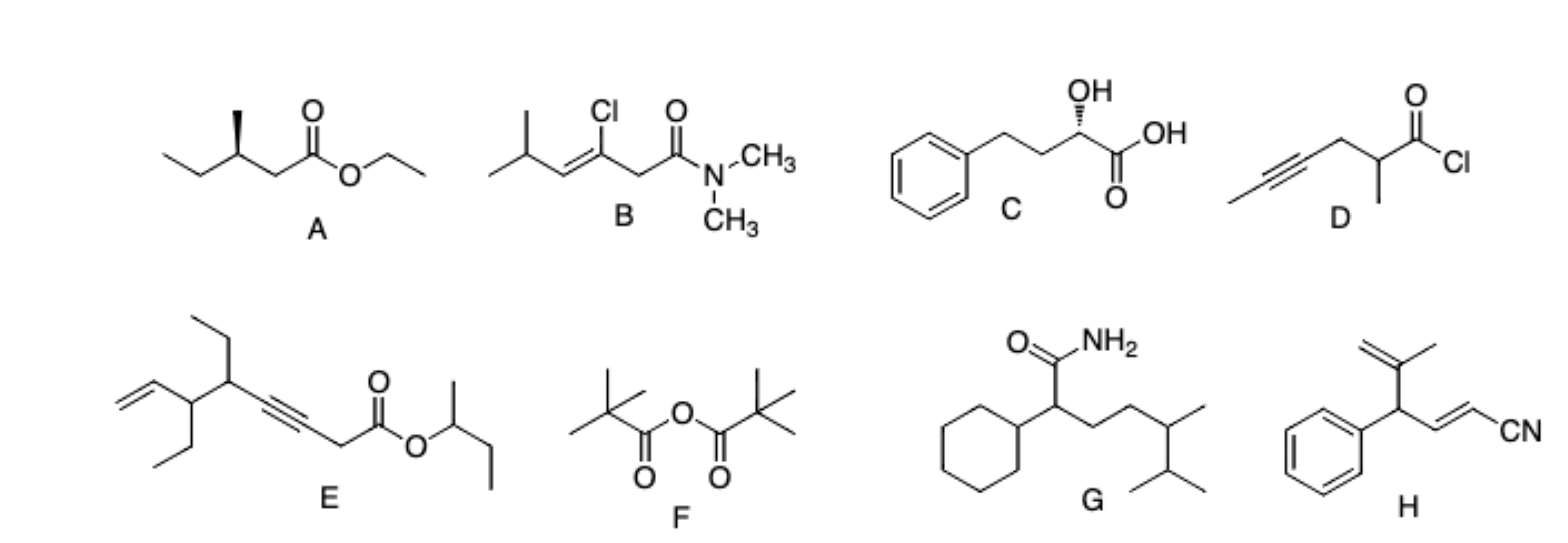 Solved The answers for Compound D: 2-methyl-4-hexynoyl | Chegg.com