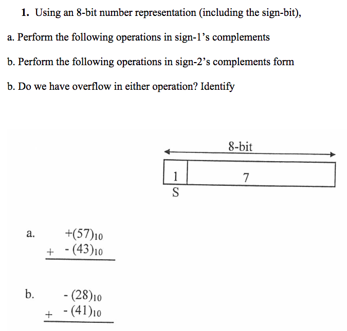 Solved 1. Using an 8-bit number representation (including | Chegg.com