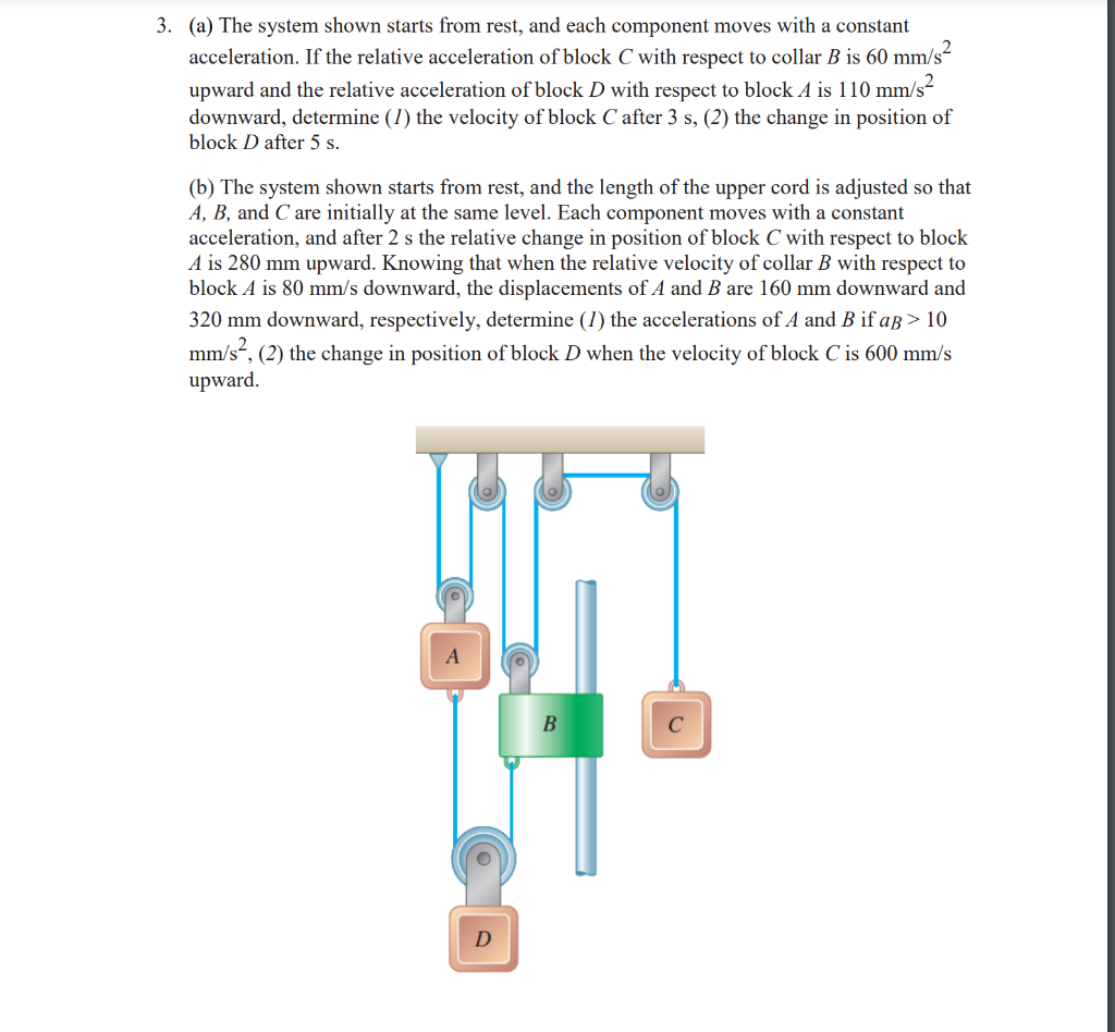 Solved (a) The system shown starts from rest, and each | Chegg.com