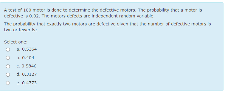 Solved A test of 100 motor is done to determine the | Chegg.com