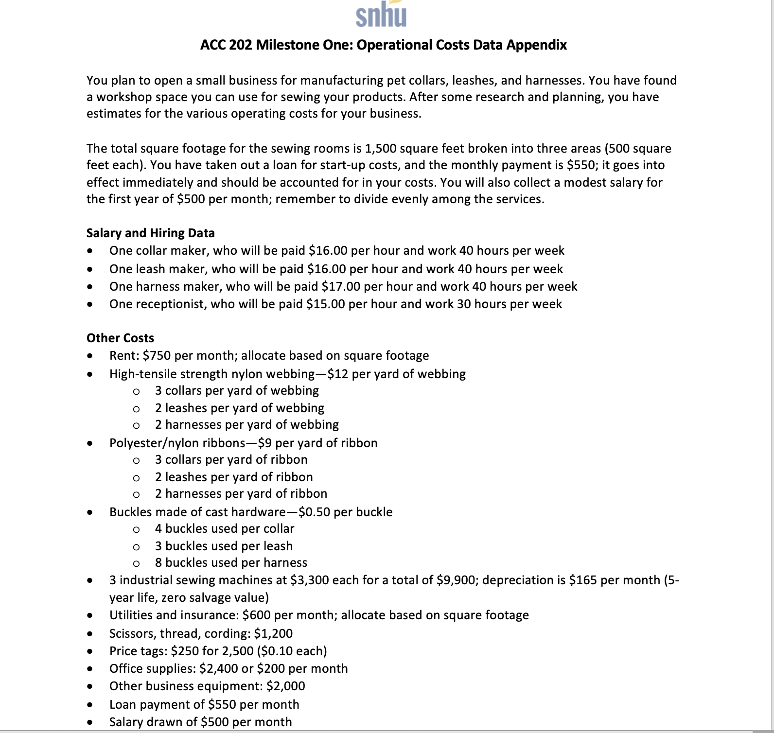 Solved ACC 202 ﻿Milestone One Guidelines and | Chegg.com