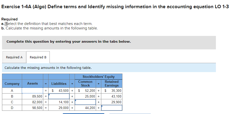 Solved Exercise 1-4A (Algo) Define terms and Identify | Chegg.com