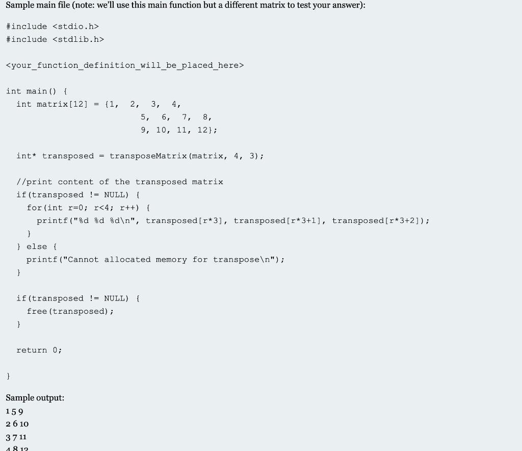 Solved in c we can represent a 2D array using a 1D array | Chegg.com
