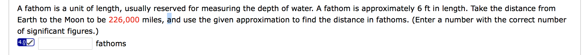 Solved A fathom is a unit of length, usually reserved for | Chegg.com
